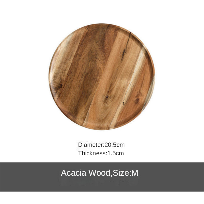 1pc Wooden Tray Home Fruit Cake Acacia Wooden Dinner Plate Solid Wood ...