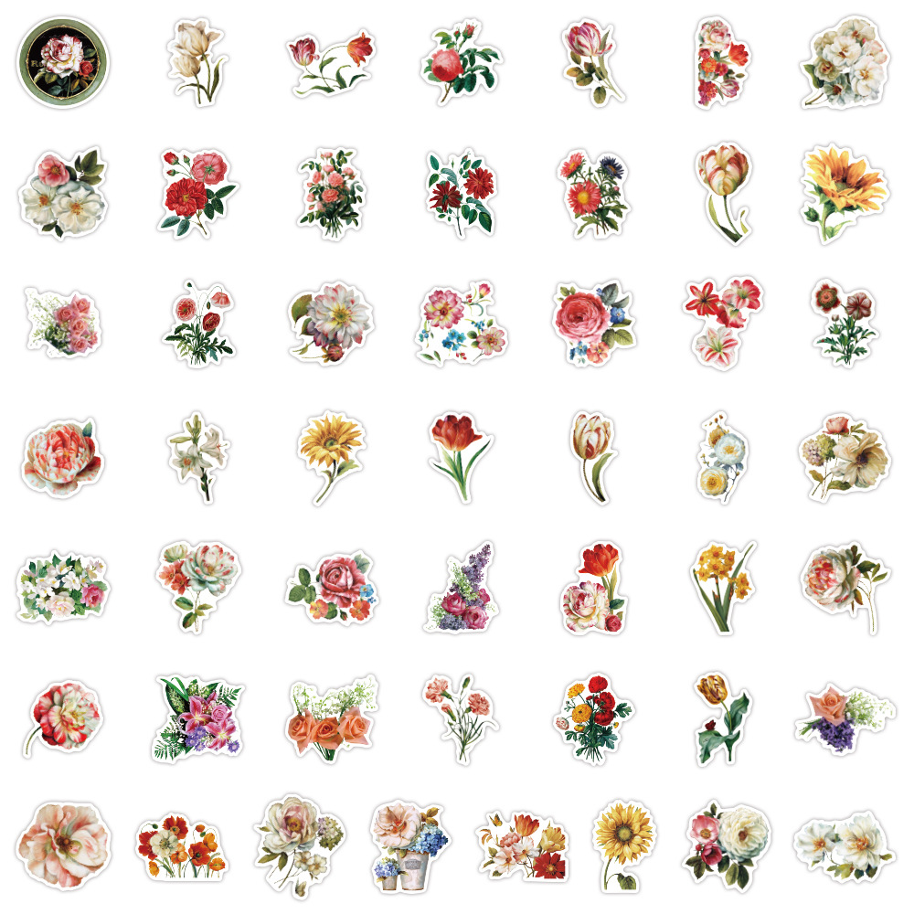 Diy ' Flowers' Theme Waterproof Stickers - Temu