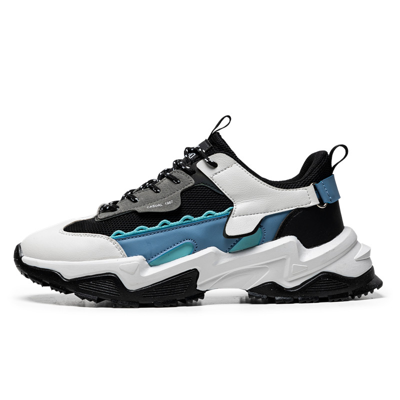 Fashion Unisex Color Block Sneakers, Lightweight Thick Sole Lace Up ...