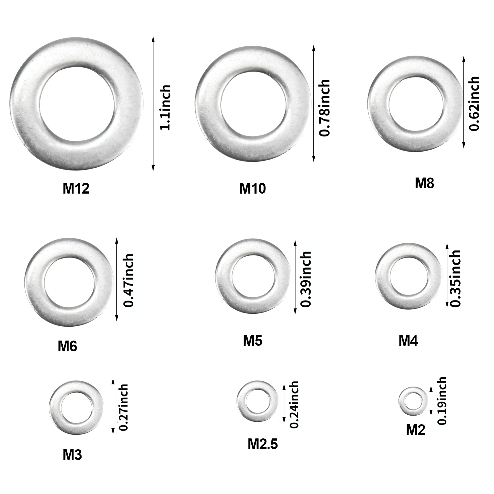 Flat Washer 9 Size Stainless Steel Assorted Flat Washers Set - Temu Norway