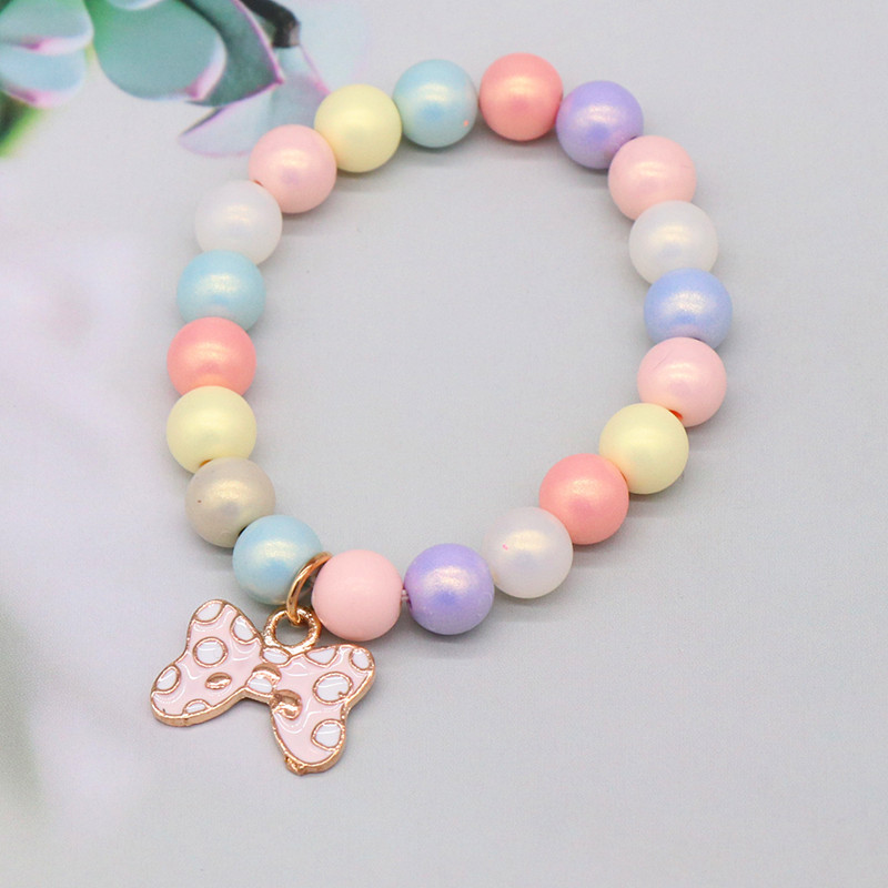 1pcs Girls Rainbow Beaded Bracelet With Cute Bow Ice Cream High Heel ...