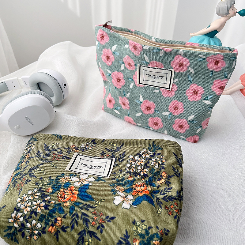 Vintage Floral Pattern Makeup Pouch Zipper Storage Bag - Temu