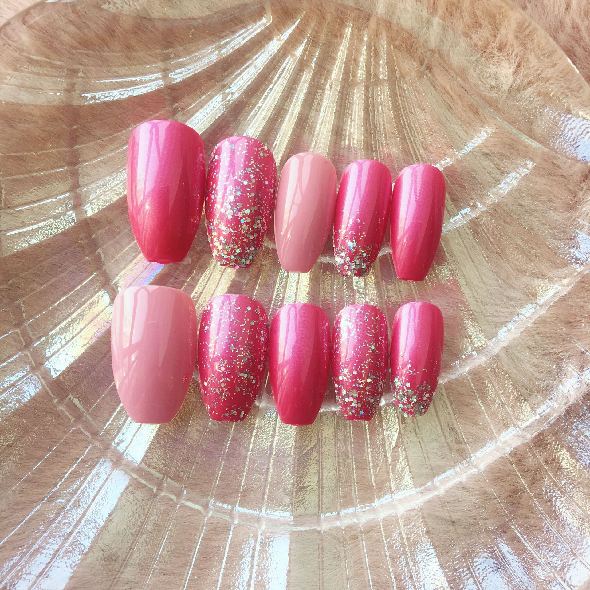 Medium Coffin Ballerina Square French Tip Fake Nails With - Temu