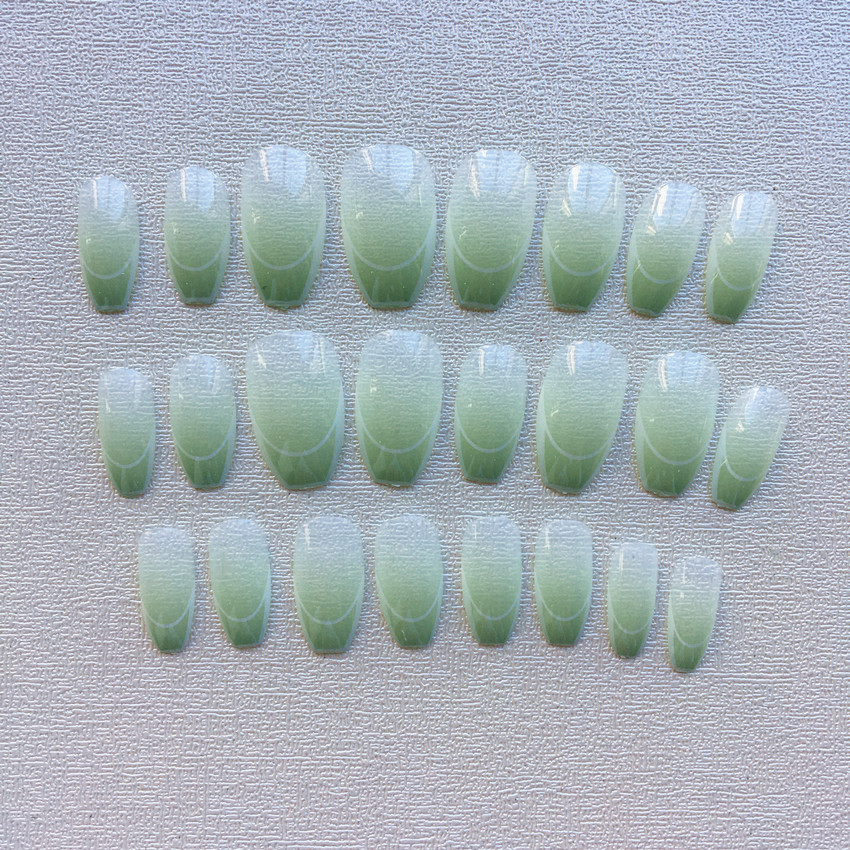 Medium Coffin Ballerina Square French Tip Fake Nails With - Temu