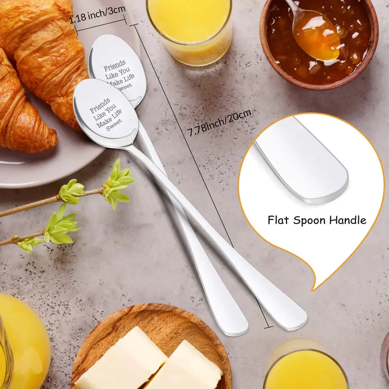1pc Romantic Engraved Stainless Steel Spoon Perfect T For Friends