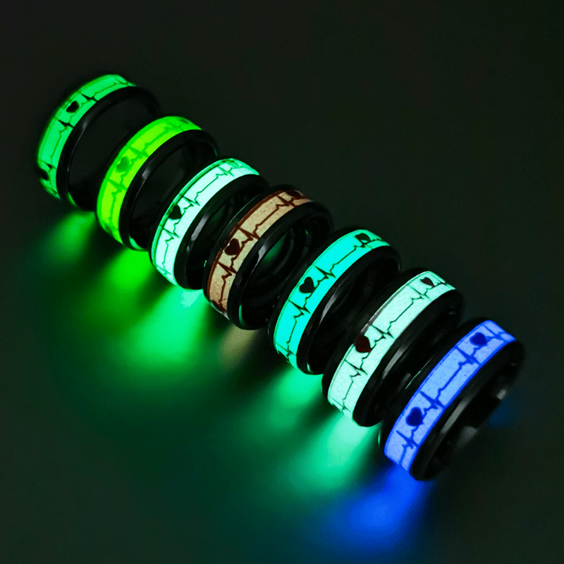 glow in dark stainless steel heartbeat ring fashionable ekg Temu