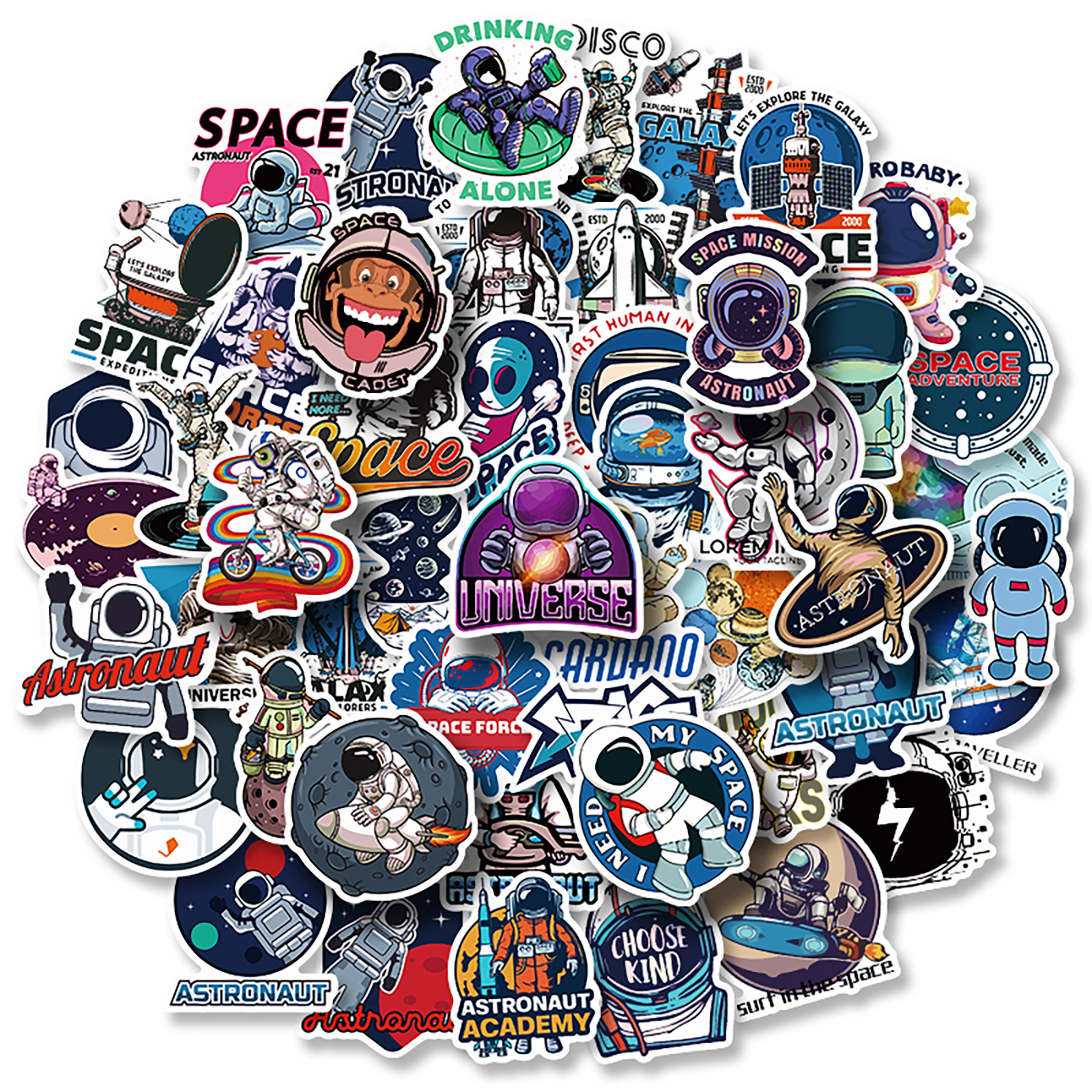 50pcs Astronaut Space Theme Decorative Stickers For Laptop - Temu New ...