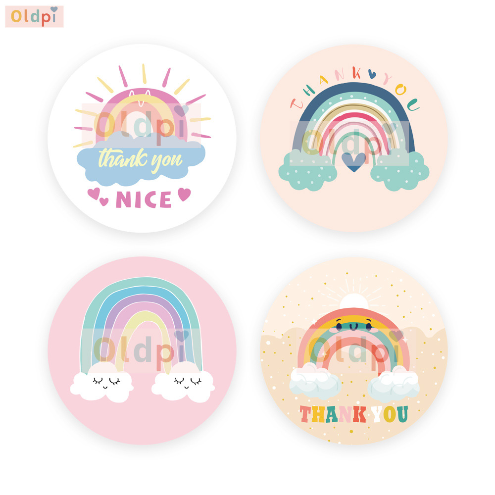 cartoon rainbow thank sticker gift seal self label - Temu