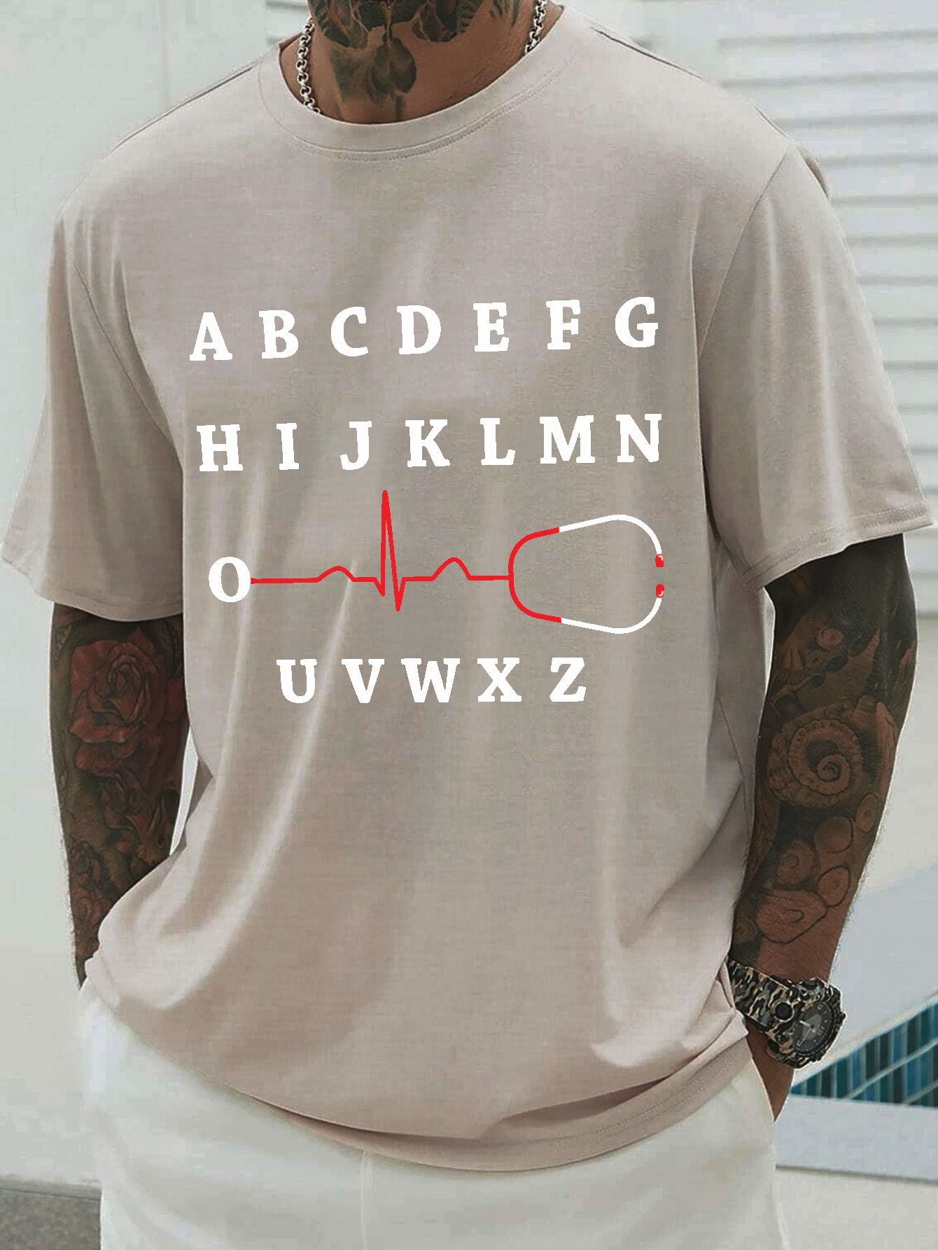 plus size "a z alphabet" men's casual trendy graphic print - Temu Australia