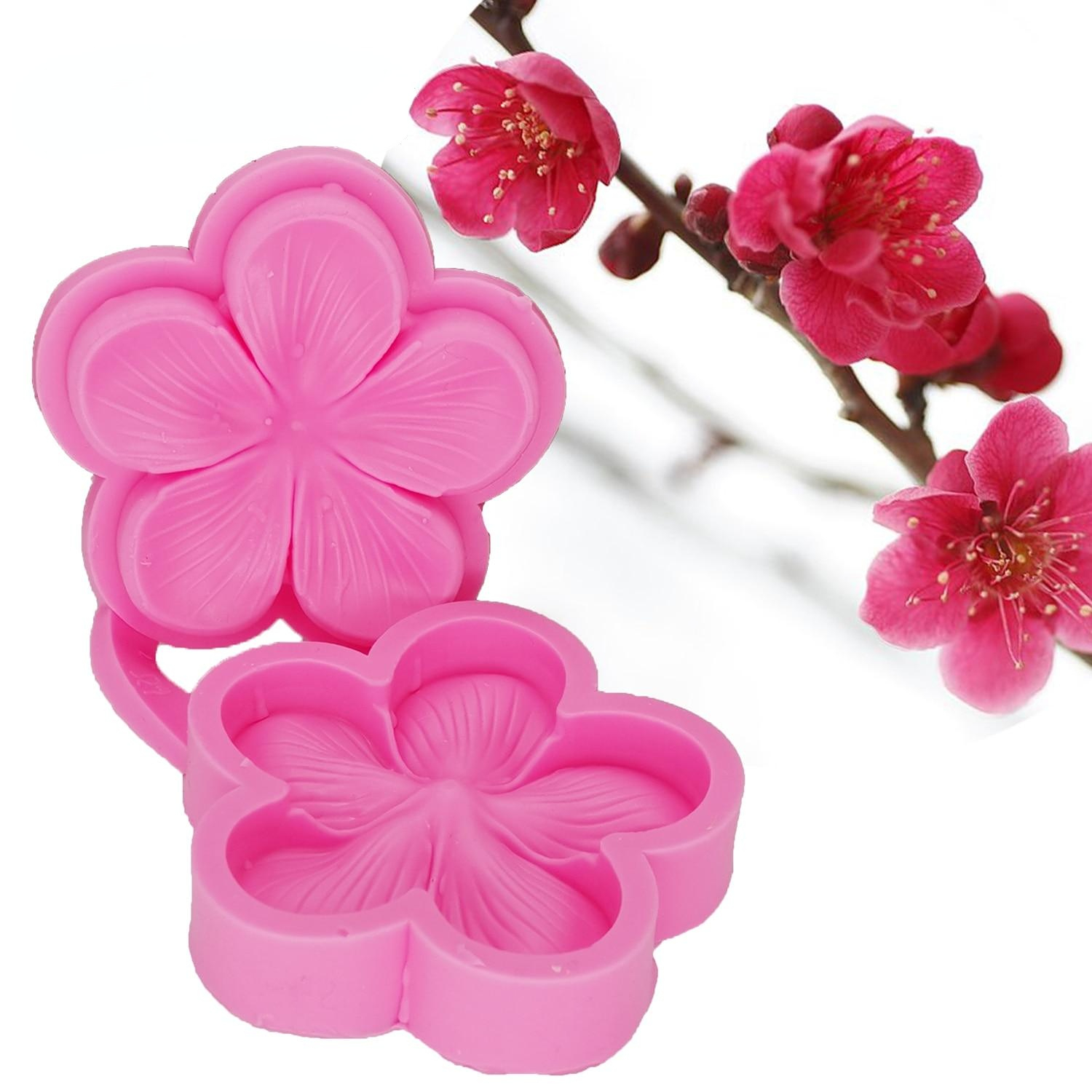 1pc Silicone Mold Plum Blossom Sugarcraft Flower Fondant Chocolate ...