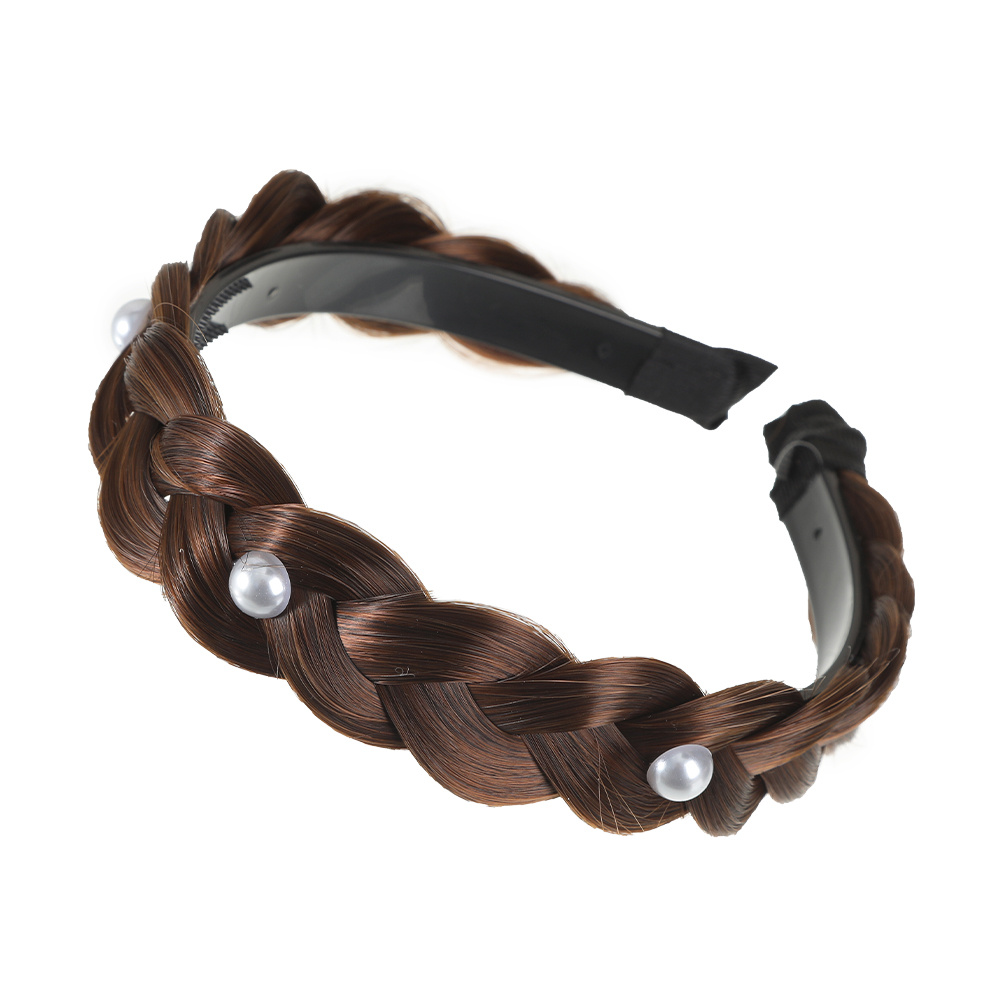 1pc Women's Braided Wig Headband Casual Braid Faux Pearl Hair Band ...