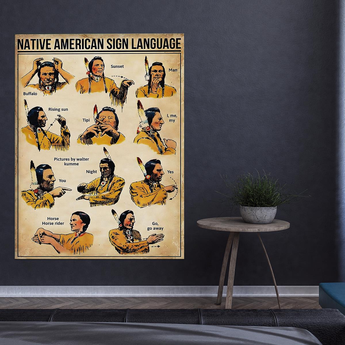 Native American Sign Language Canvas Poster, Indian Sign Language Wall ...