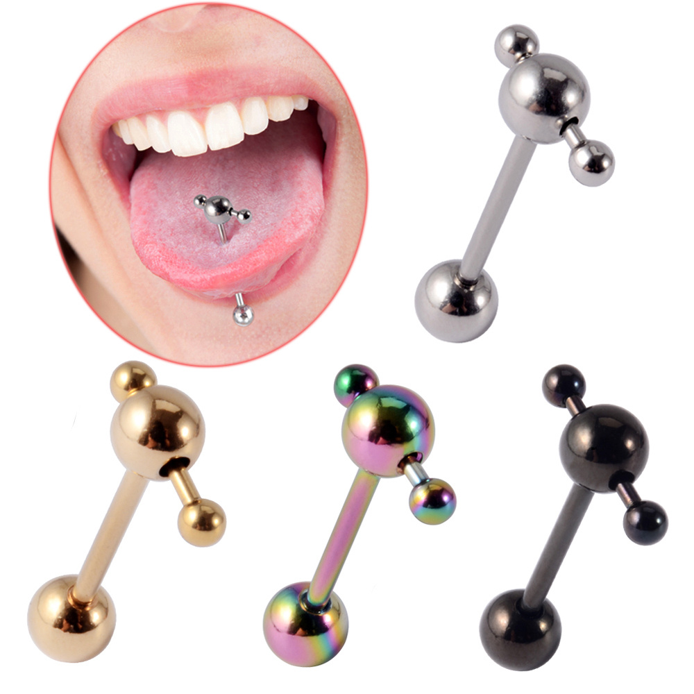 Titanium Steel Dumbbell Tongue Studs Men - Temu