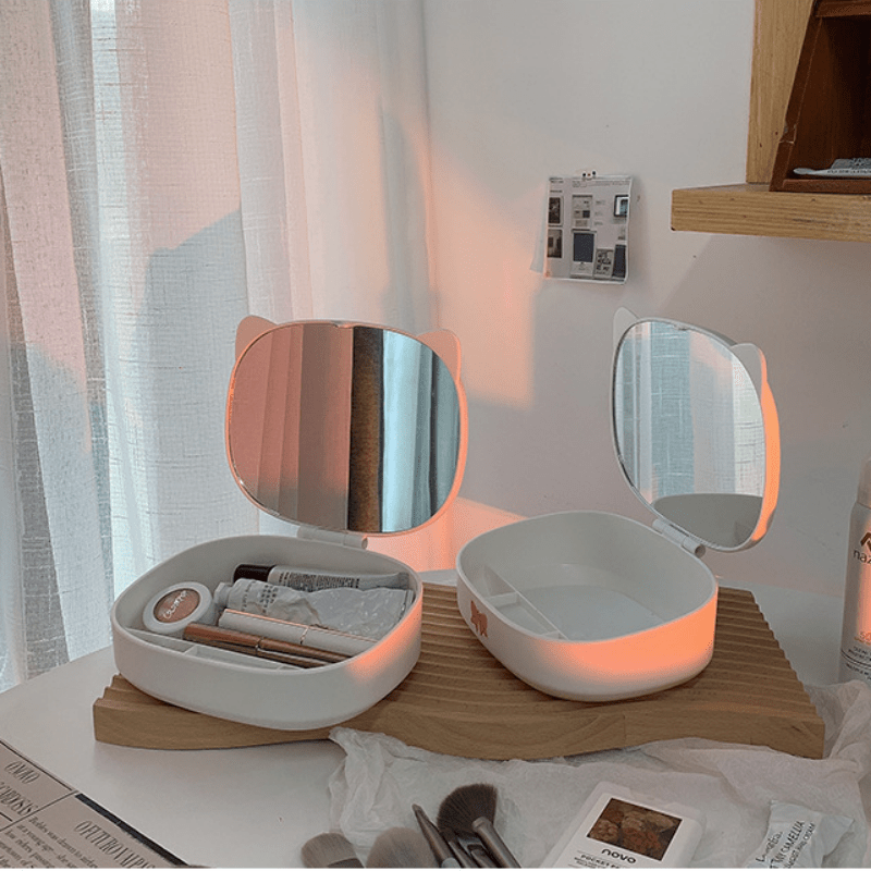 Portable Cosmetic Storage Box Mirror Perfect Women Teens - Temu