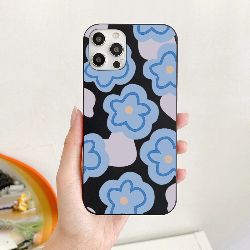 Blue Flower Love Heart Pattern Print Silicone Protective - Temu United ...