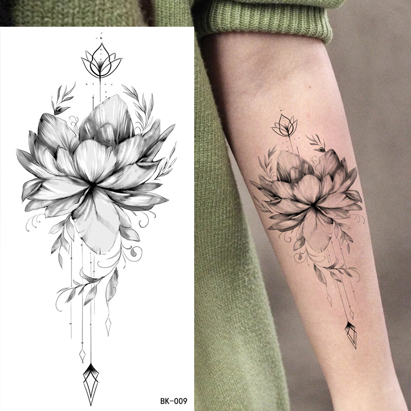 Sketch Flower Temporary Tattoo Stickers Sketch Tattoo Stickers Rose ...