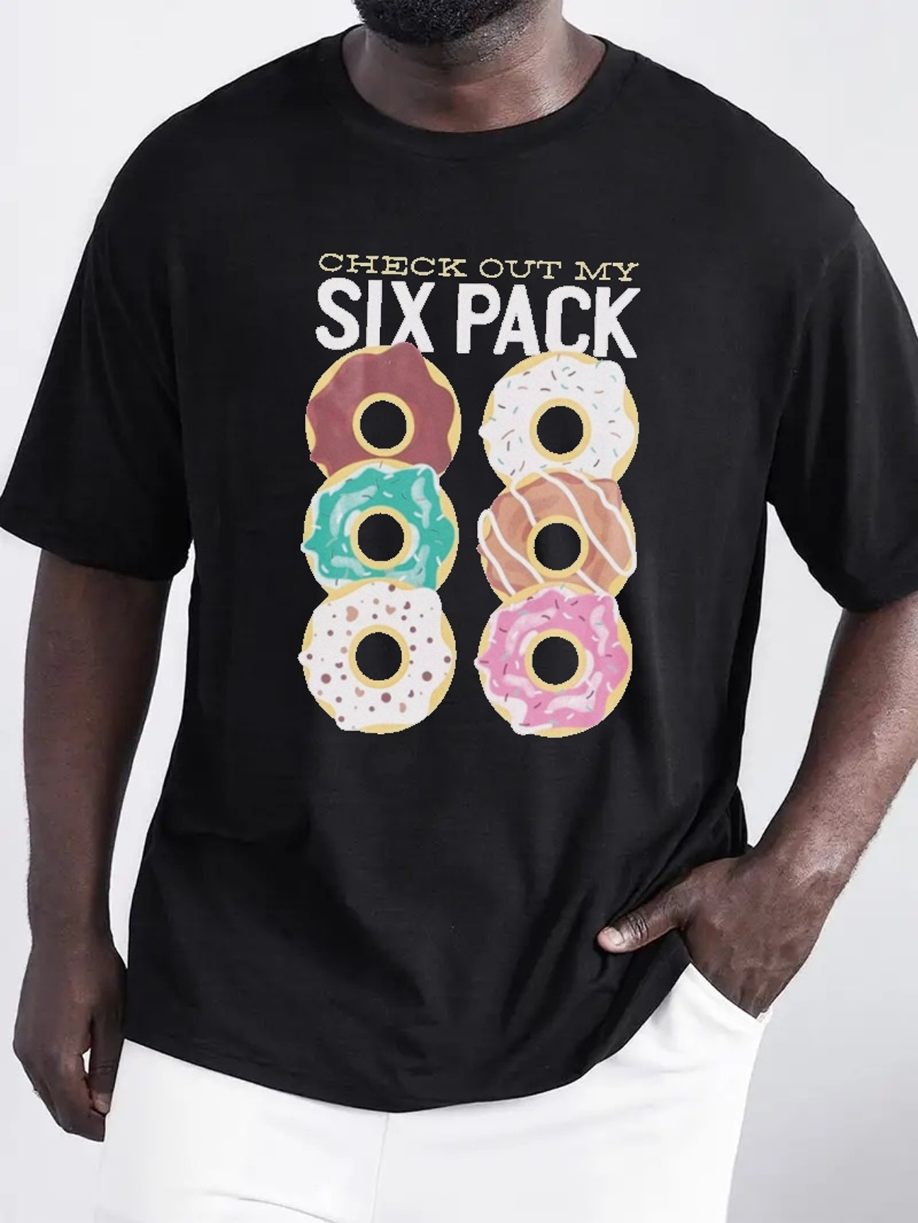 Plus Size Men's Casual Graphic Tees Summer "six Pack" Print - Temu ...