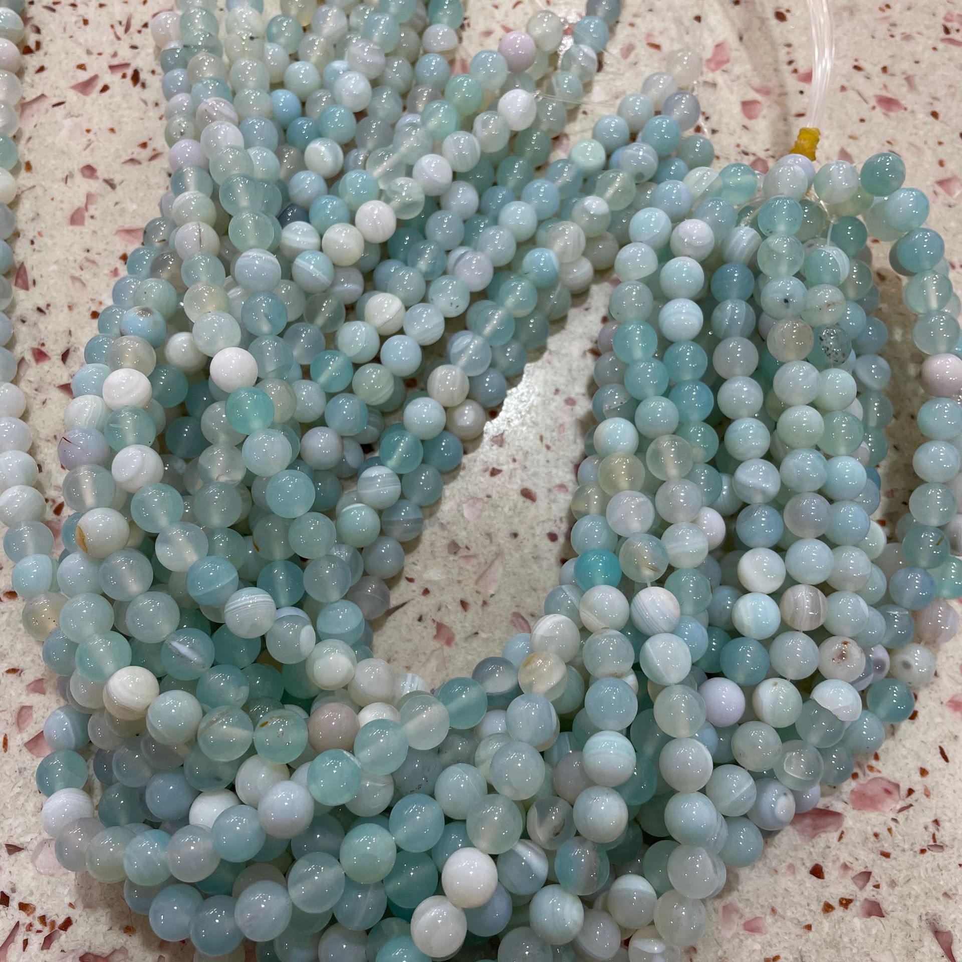 natural agate beads blue green striped silk wound agate - Temu Ireland
