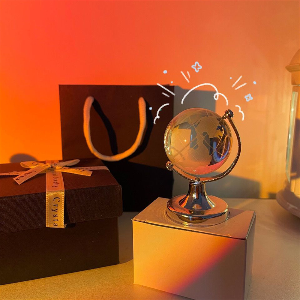 Round Earth Globe World Map, Crystal Glass Clear Sphere With Stand ...