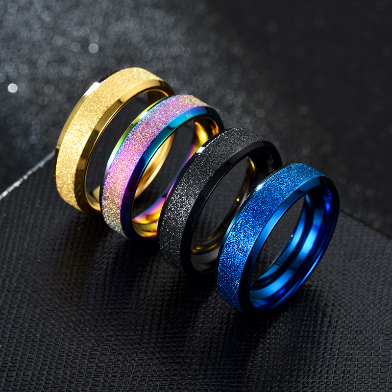 Men's Fashionable Stainless Steel Matte Ring Titanium Steel - Temu