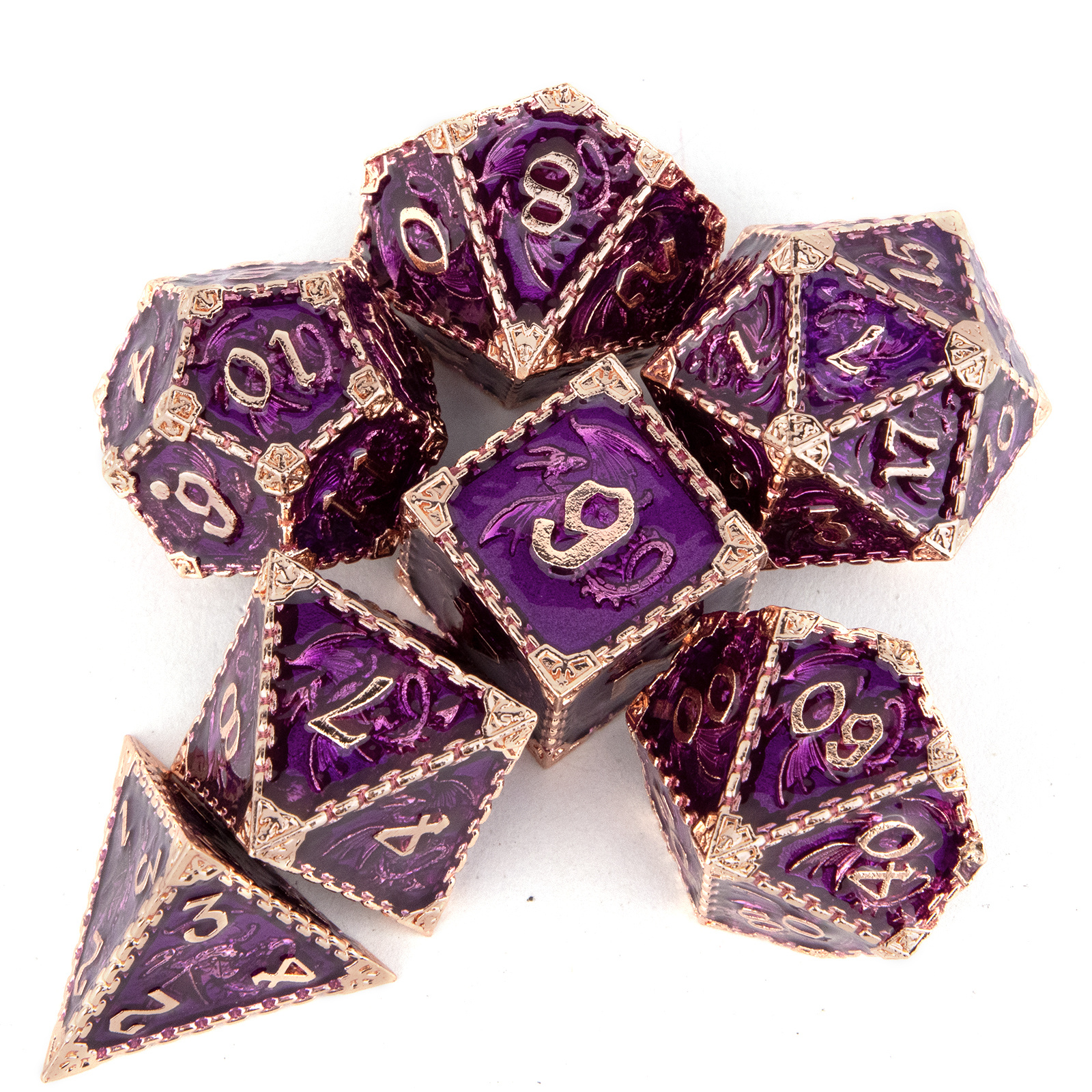Purple Dragon Metal Dice Set Perfect Rpg Board Games Card - Temu
