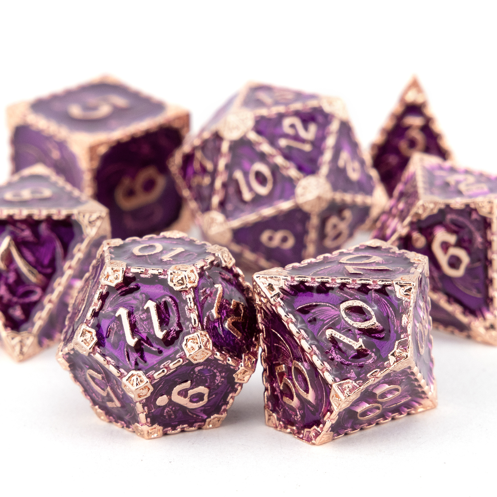 Purple Dragon Metal Dice Set Perfect Rpg Board Games Card - Temu