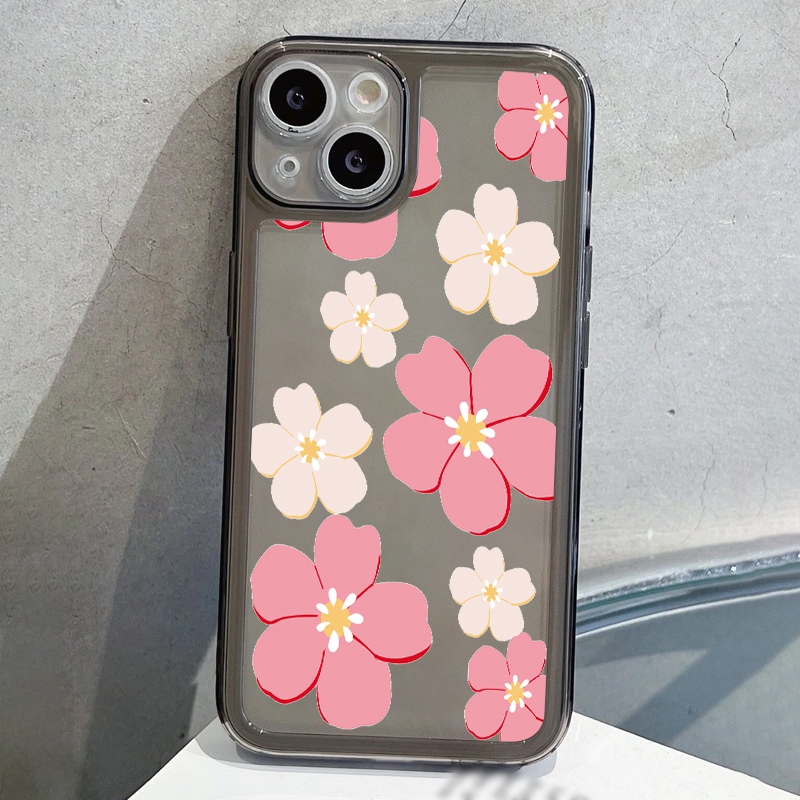 Xh2868 Red Flowers Pattern Print Silicone Protective Phone Case Anti ...