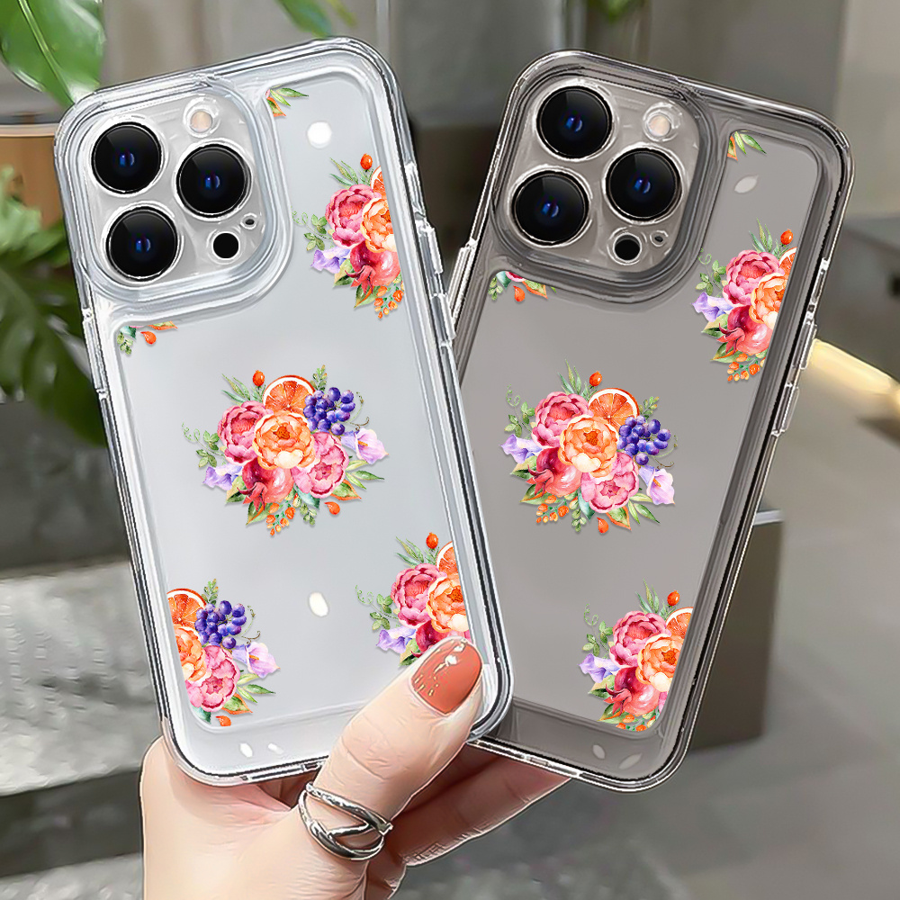 Flower Pattern Print Tpu Transparent Protective Phone Case - Temu Australia