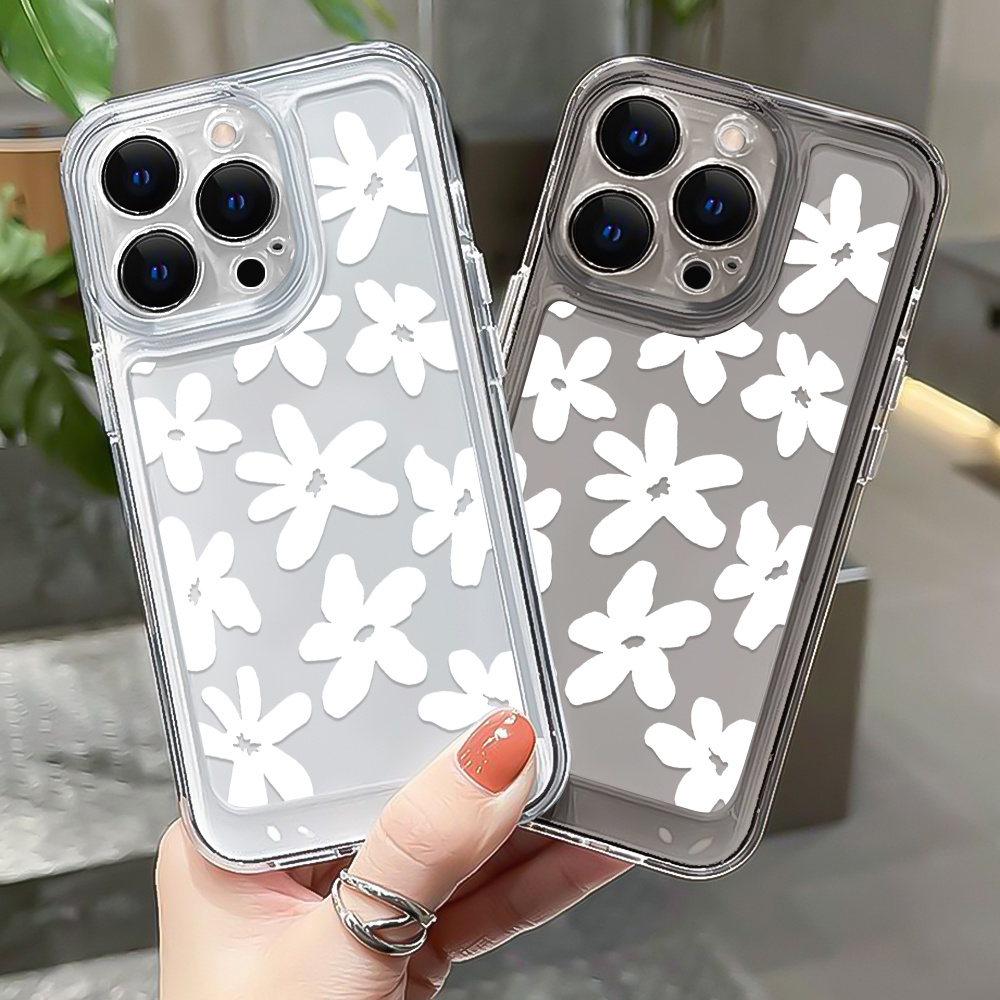 A Flowers Transparent Black Lens inclusive Mobile Phone Case - Temu Ireland
