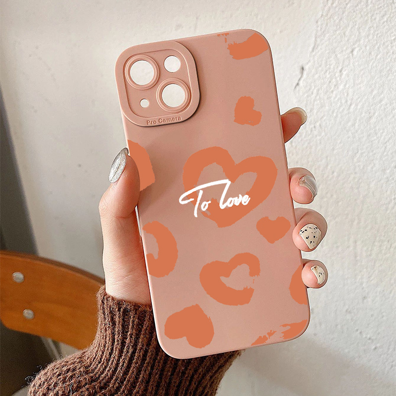 Tf2520 Love Heart Pattern Print Silicone Protective Phone - Temu United ...