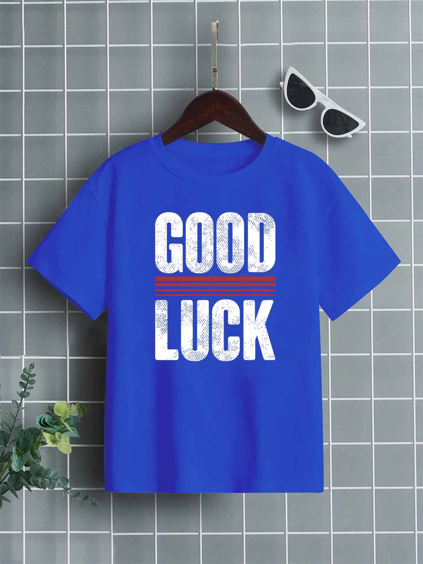 'good Luck' Round Neck T shirt Tee Top Casual Soft - Temu Australia