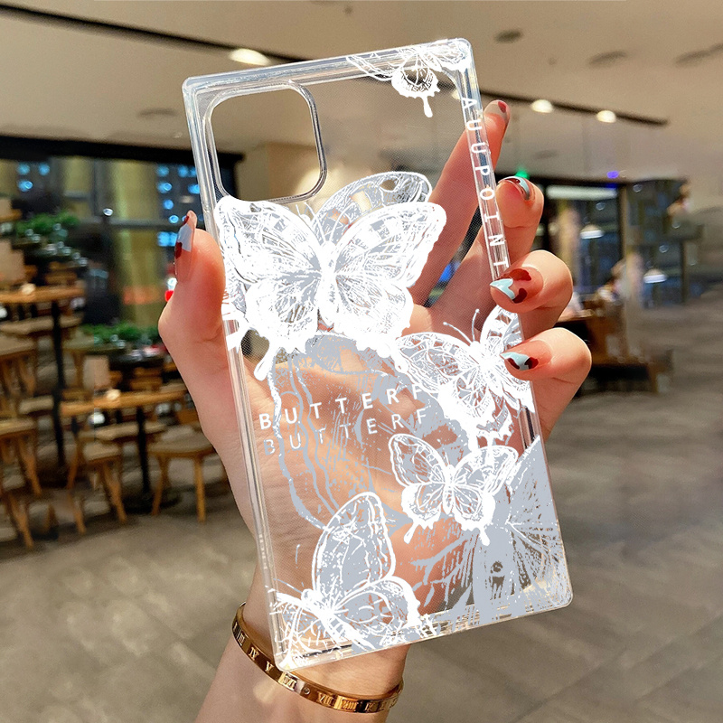 White Butterfly Graphic Pattern Silicon Phone Case For Iphone 14 13 12 ...