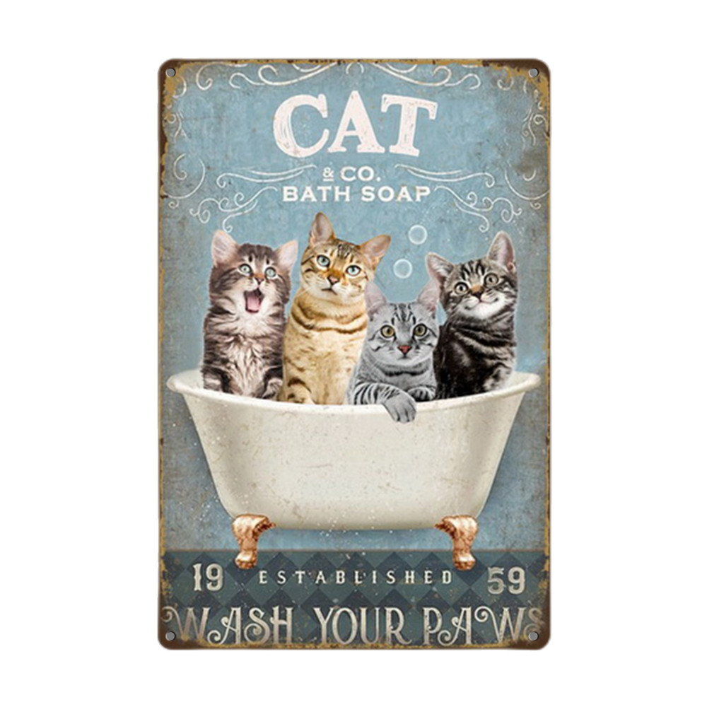1pc Cat Metal Tin Sign 8''x12'' 20cm 30cm Vintage Plaque Decor Wall Art ...