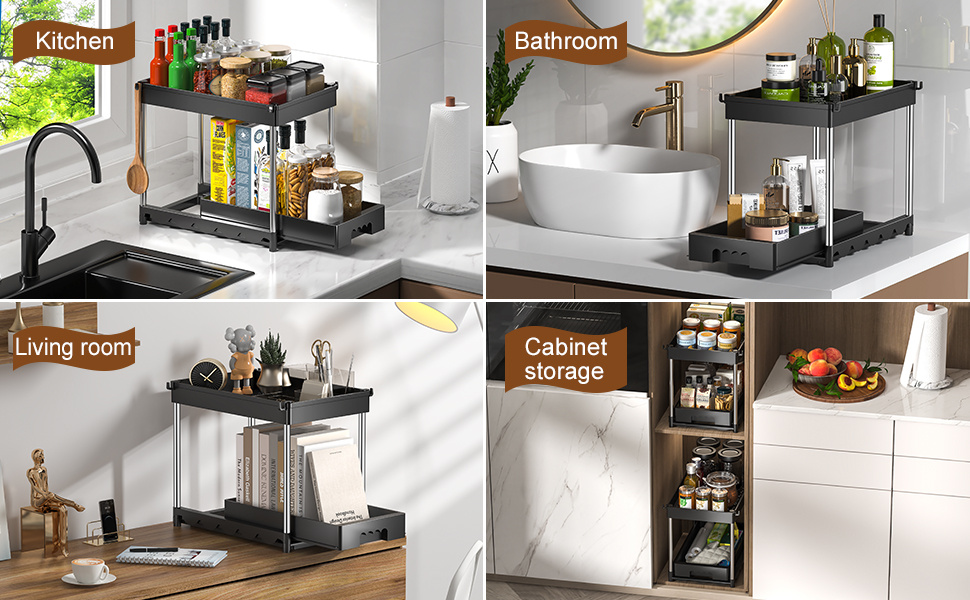 Sink Organizers Storage Sliding Drawer 2 Tier Sliding - Temu