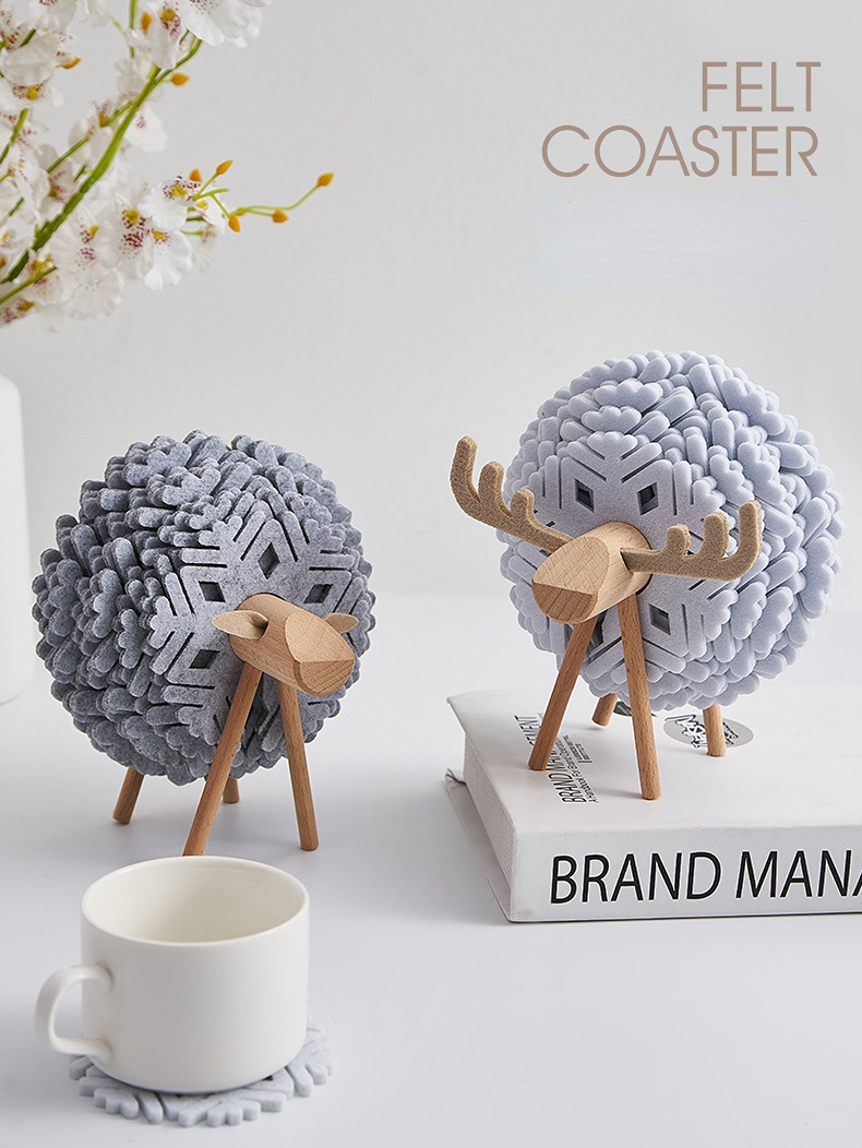 12pcs 양 엘크 크리 에이 티브 식기 코스터 단열 패드 차 코스터 레스토랑 사무실 커피 매트 데스크탑 장 Temu