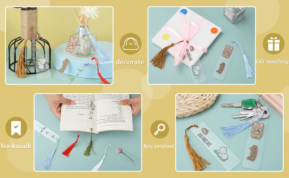 Acrylic Bookmarks Diy Blank Bookmarks 10 Multi color Tassels - Temu