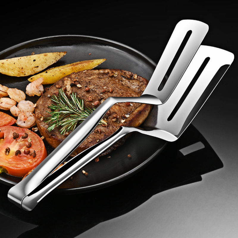 1pc Extended Stainless Steel Food Tongs Hollow Out Grilling Food Tongs ...