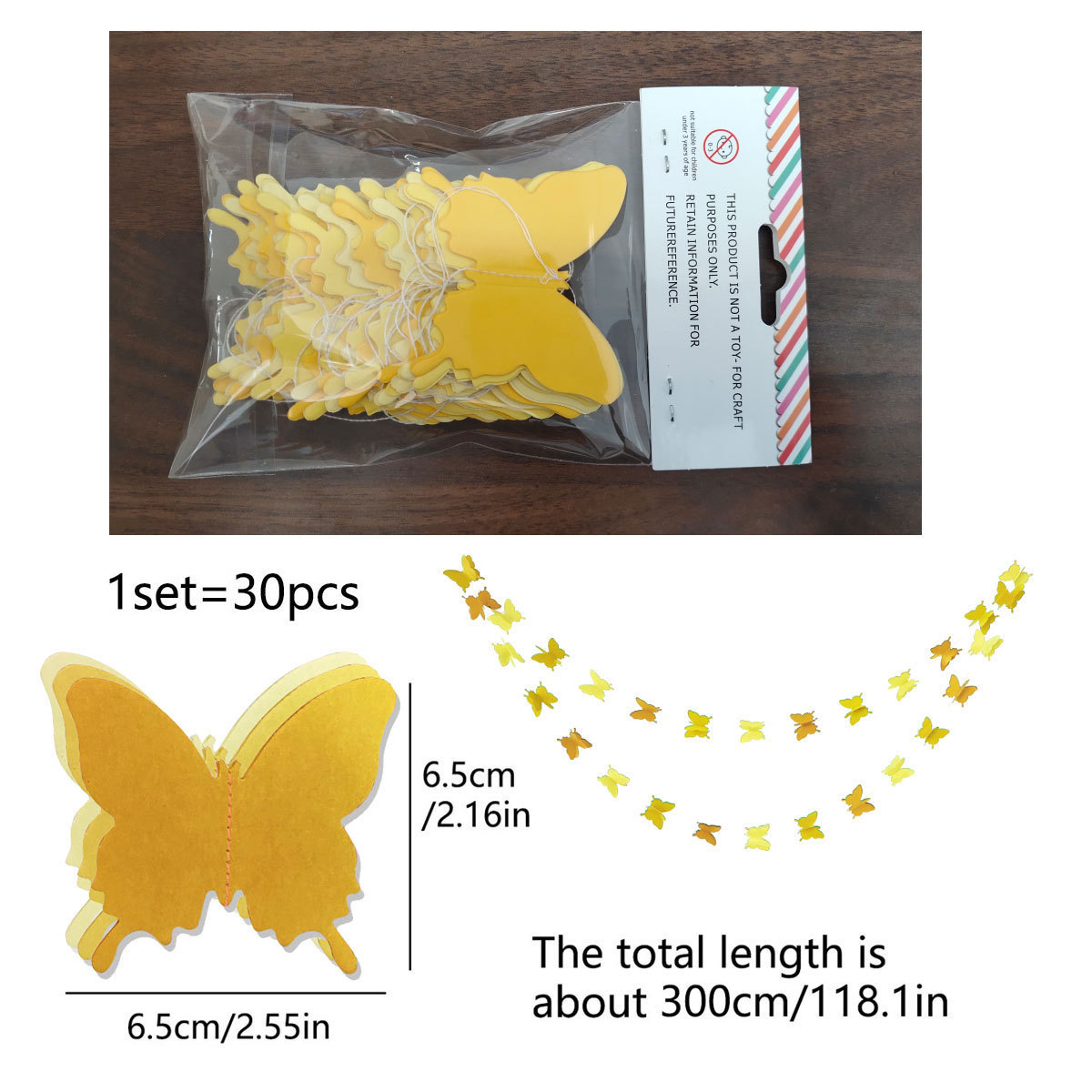 Colored Butterfly Gradient Pull Flower Wall Hanging 3 Meters - Temu
