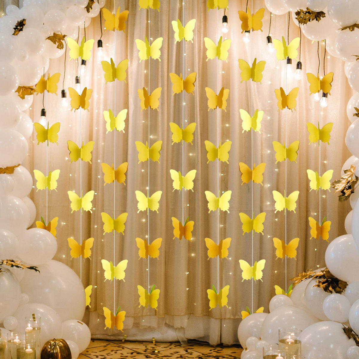 Colored Butterfly Gradient Pull Flower Wall Hanging 3 Meters - Temu