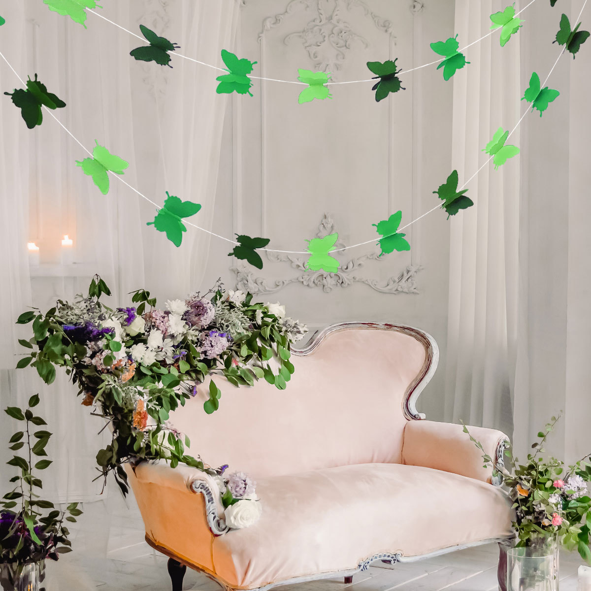 Colored Butterfly Gradient Pull Flower Wall Hanging 3 Meters - Temu