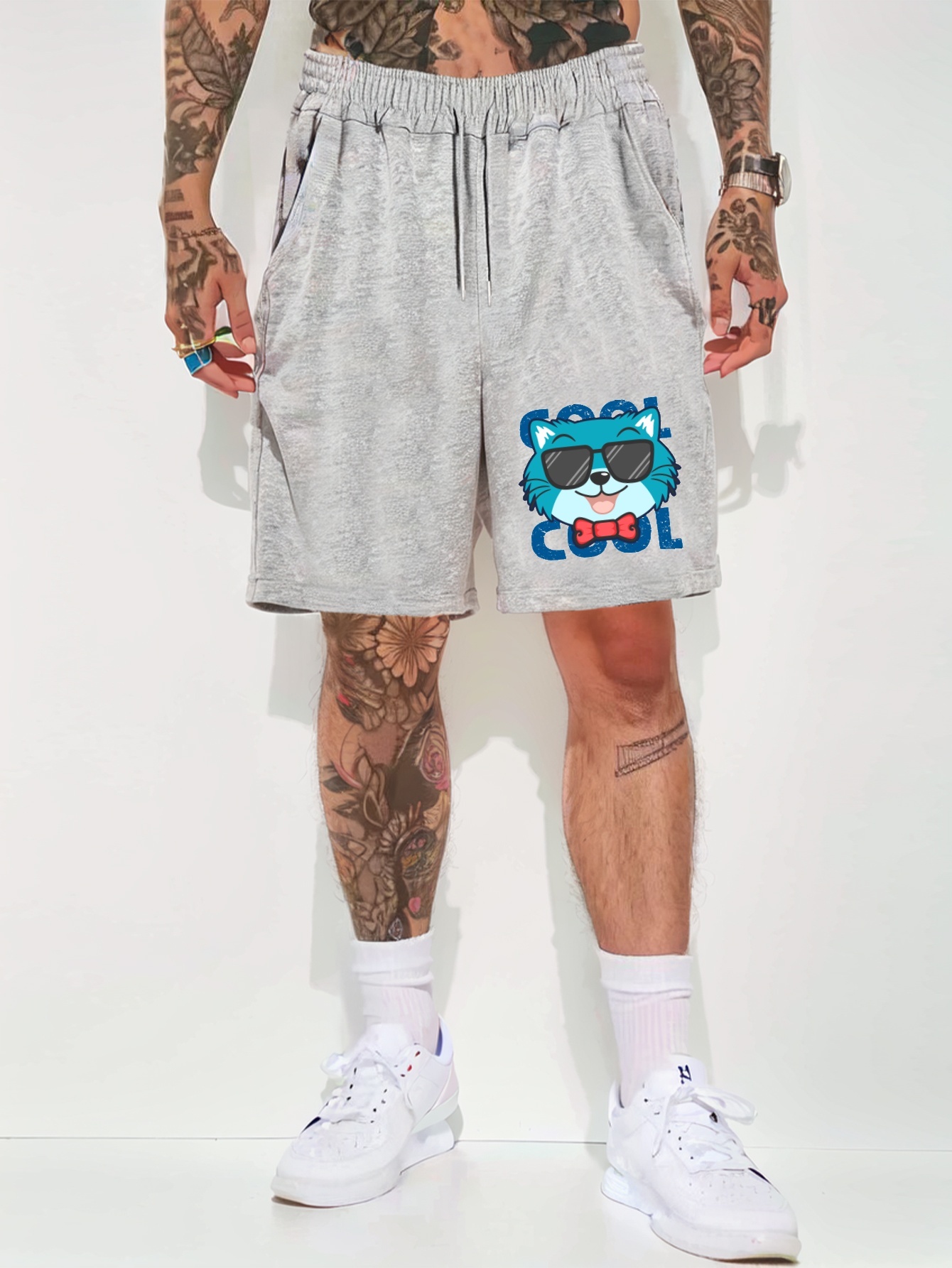 Cool Cat Comfy shorts mænds afslappet ensfarve let strækbare - Temu Denmark