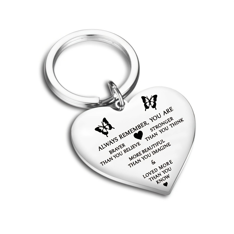 Inspirational Words Heart Keychain Metal Key Ring Purse Bag - Temu ...