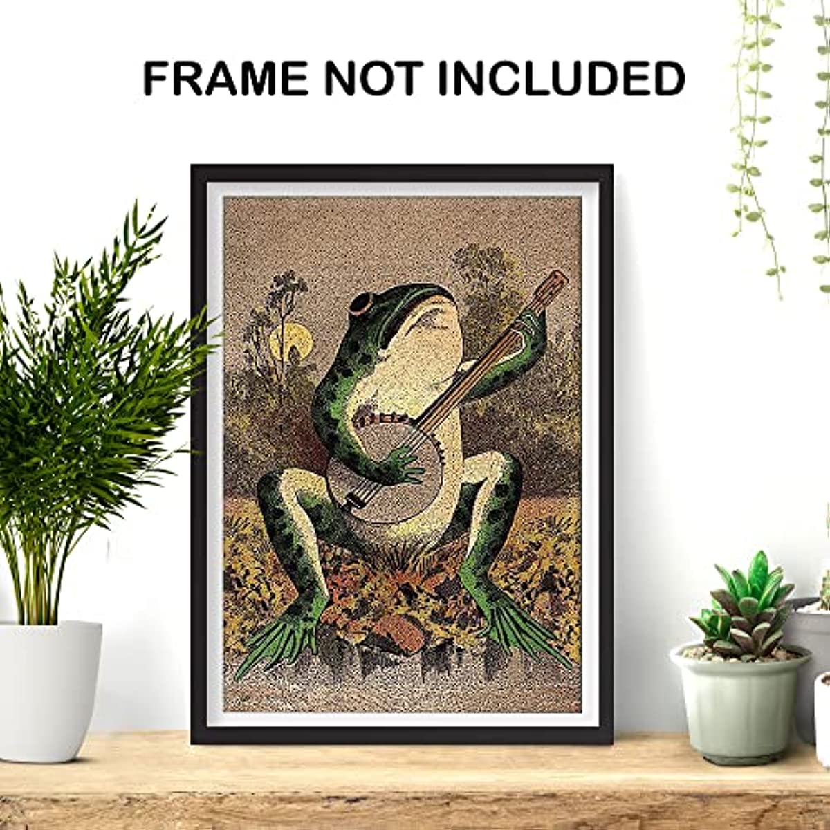vintage banjo frog art poster canvas painting - Temu Australia