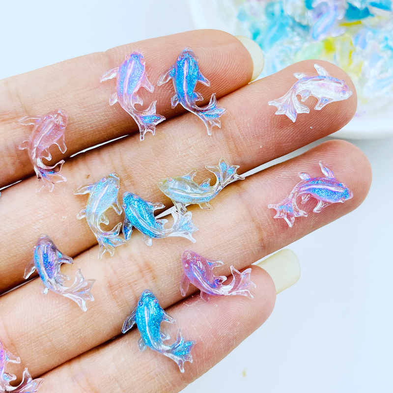 New Cute Mini Kawaii Color Little Fish Resin Figurine Crafts Flatback ...