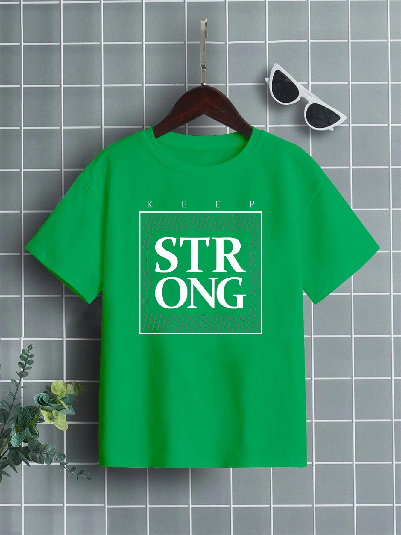 Boys Girls Teen Casual "strong" Round Neck T shirt Clothes - Temu Australia