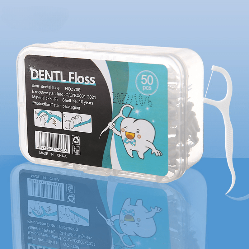 Oral Care Floss: 50 Large Box Floss Sticks Clean Disposable - Temu United
