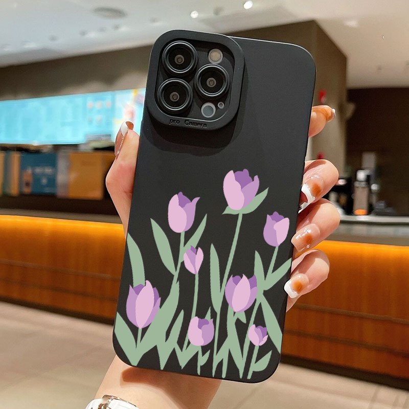 Purple Flower Graphic Pattern Silicone Phone Case Iphone 14 - Temu Norway