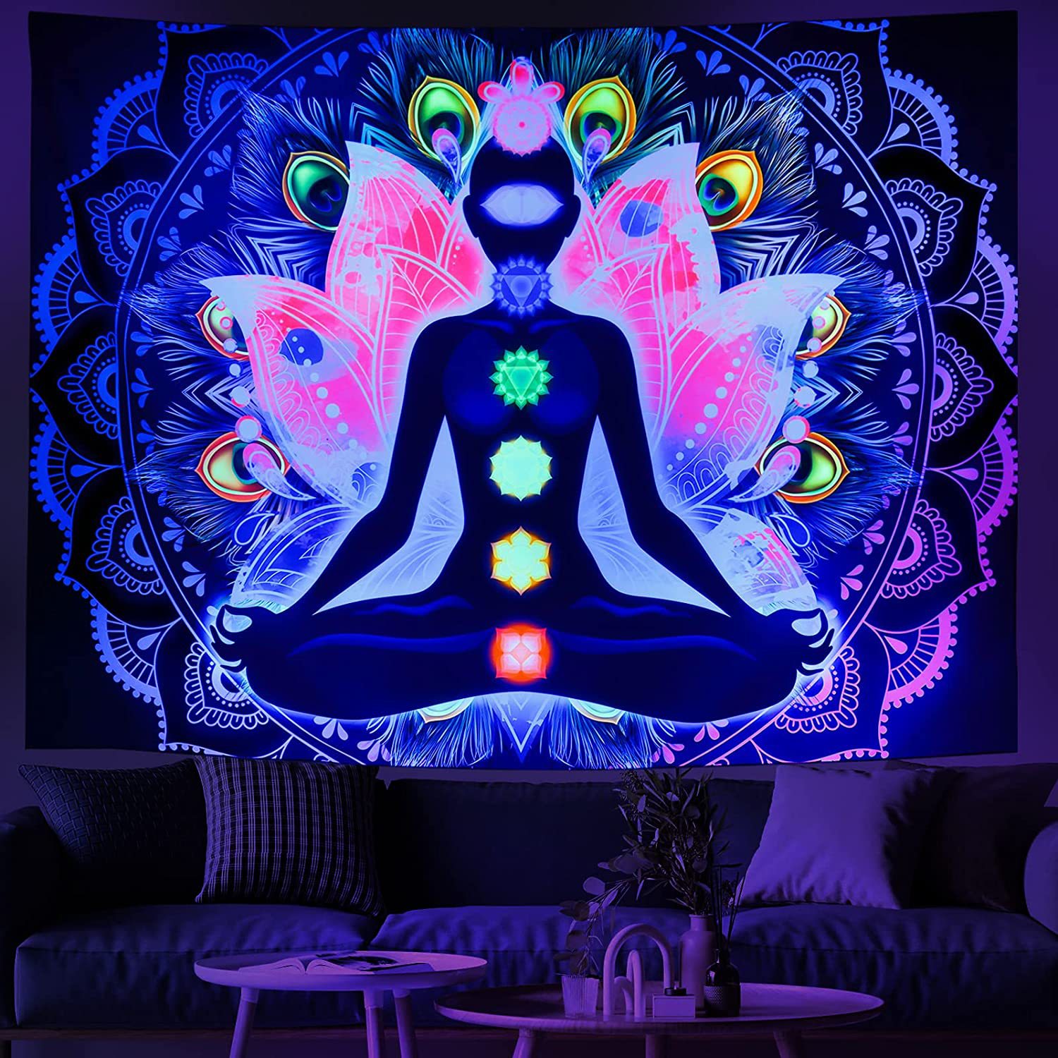 Glow In Tapestry Bohemian Home Decor Halloween - Temu