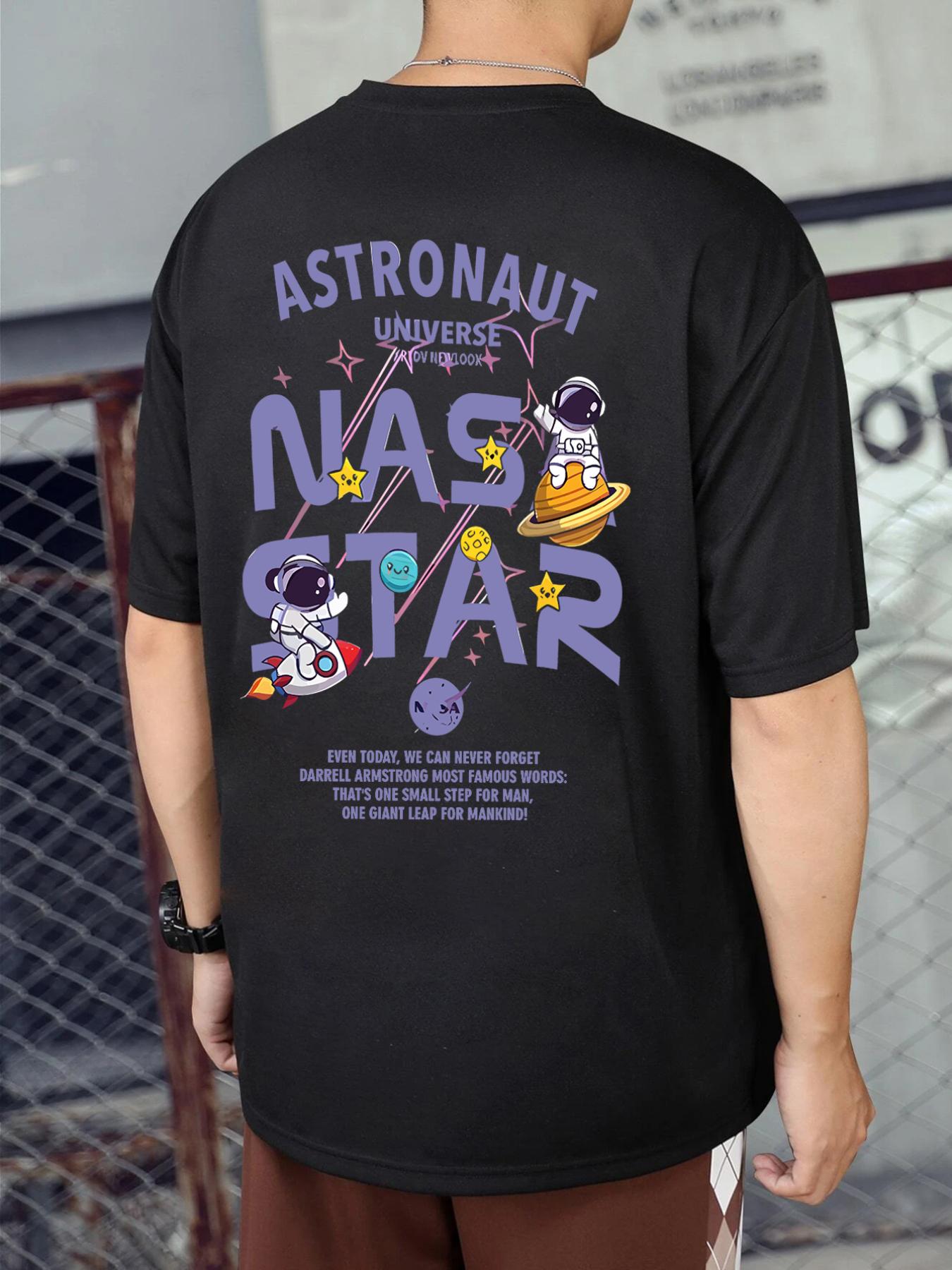 Astronaut Graphic Print Mens Creative Top Casual Slightly - Temu Australia