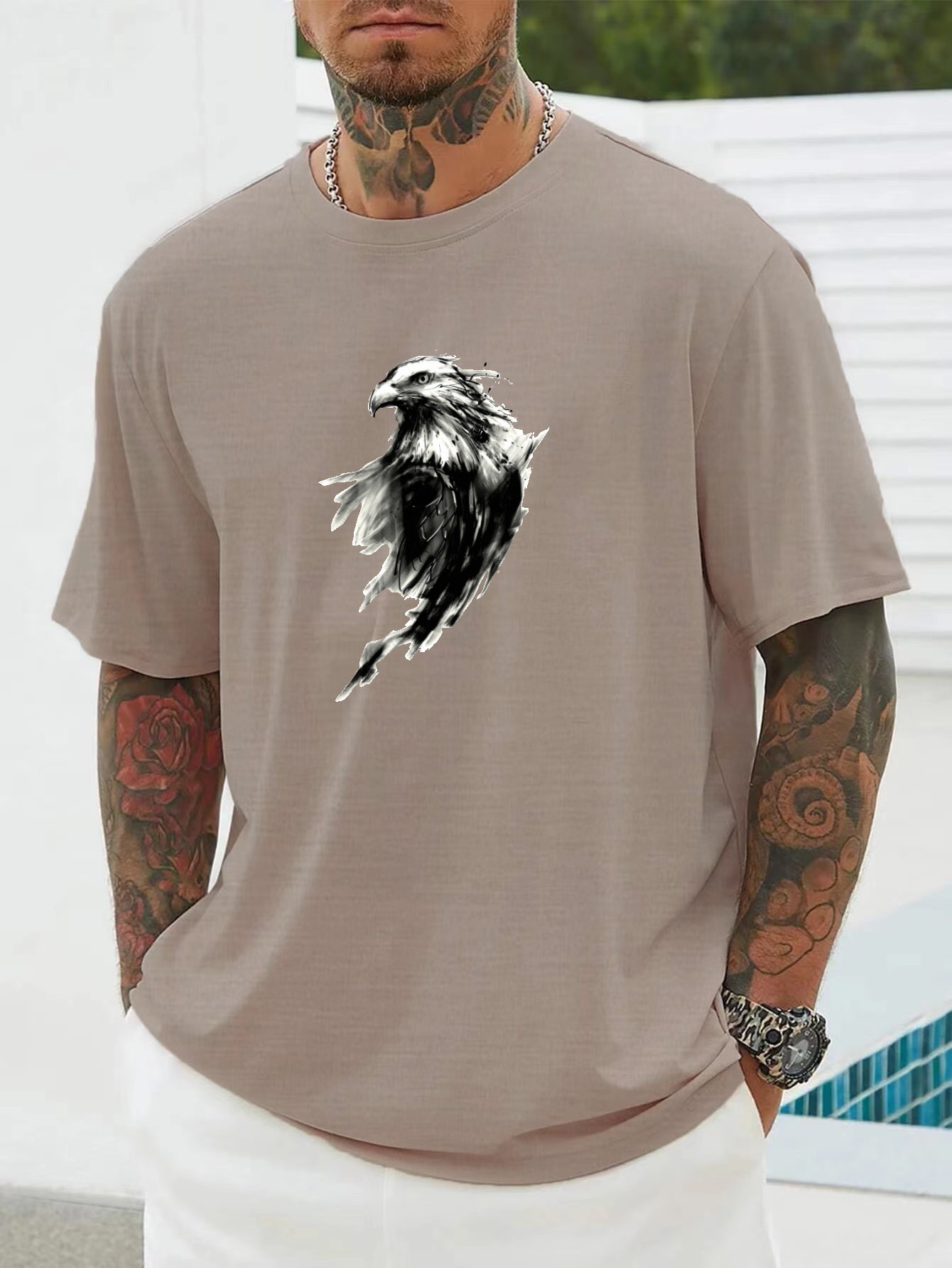 3d Eagle Pattern Men's T shirt Trendy Streetwear Comfy - Temu Norway